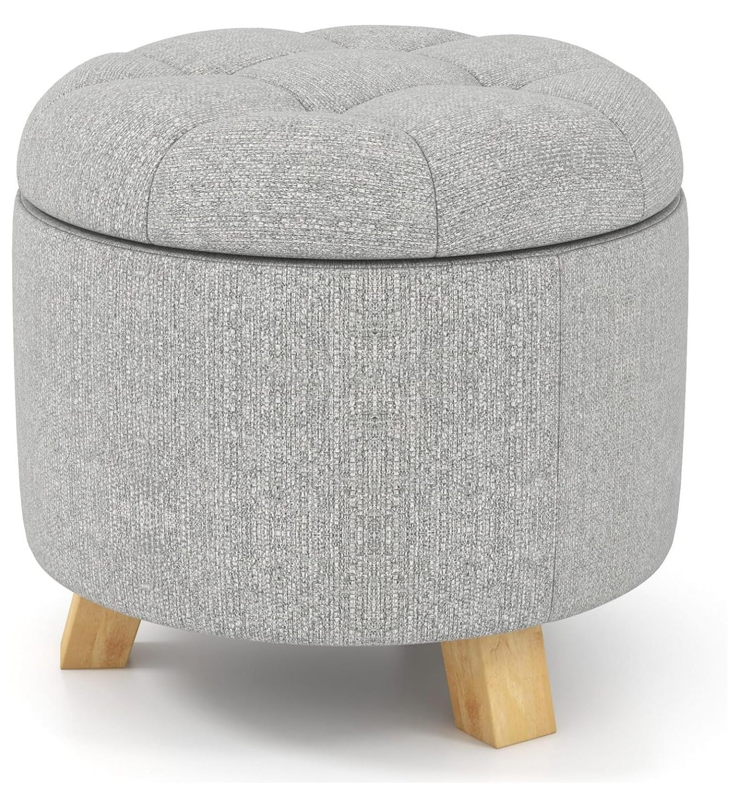 Deng rui Round Storage Ottoman with Removable Lid, Fabric Upholstered ...