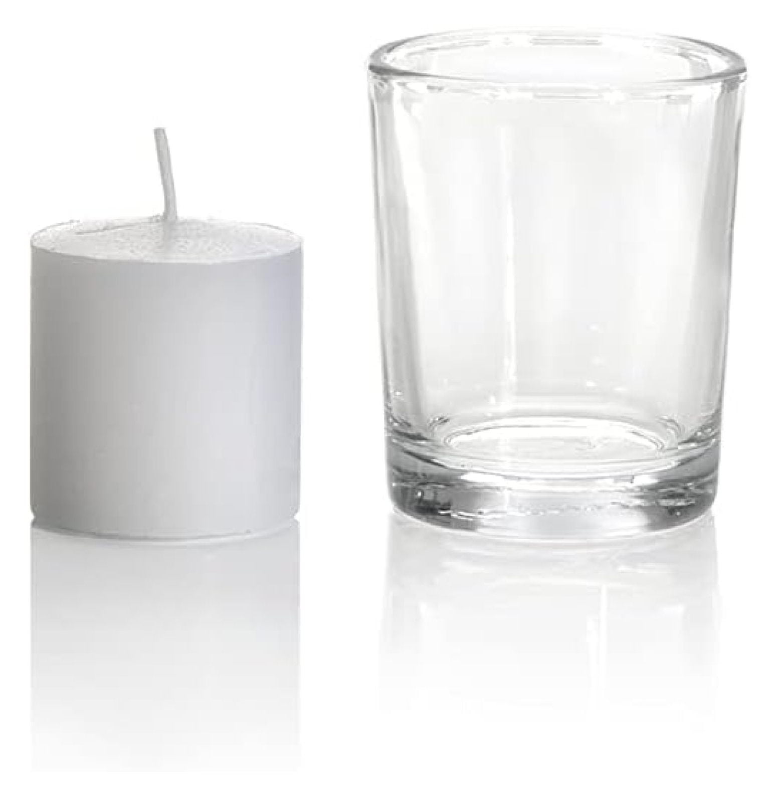 Deng rui Set of 72 10hr Votive Candles & Glass Votive Holders, Clear ...