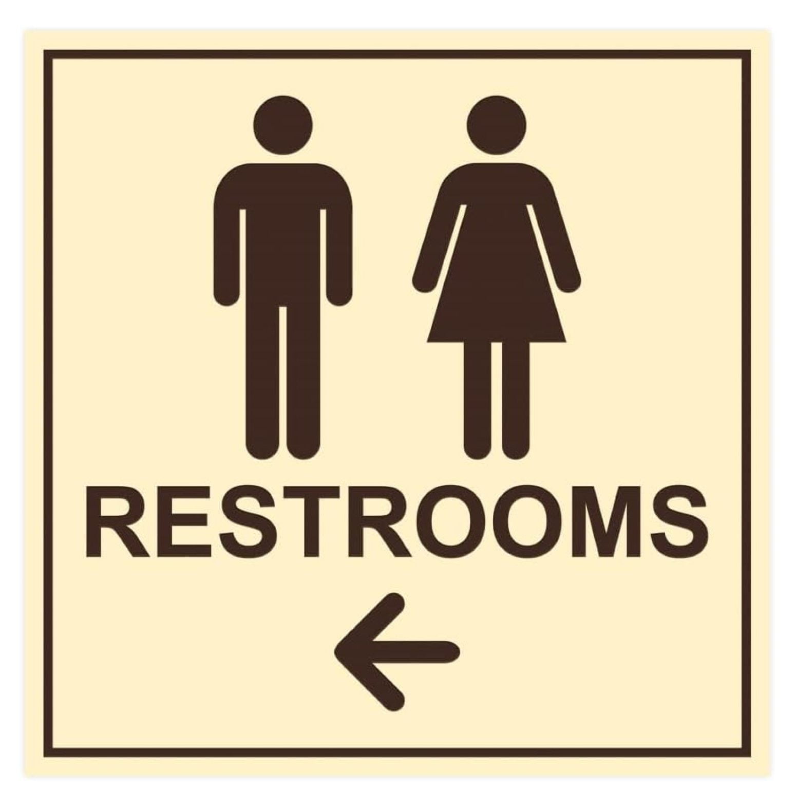 Deng rui Square Restrooms left arrow Sign with Adhesive Tape, Mounts On ...