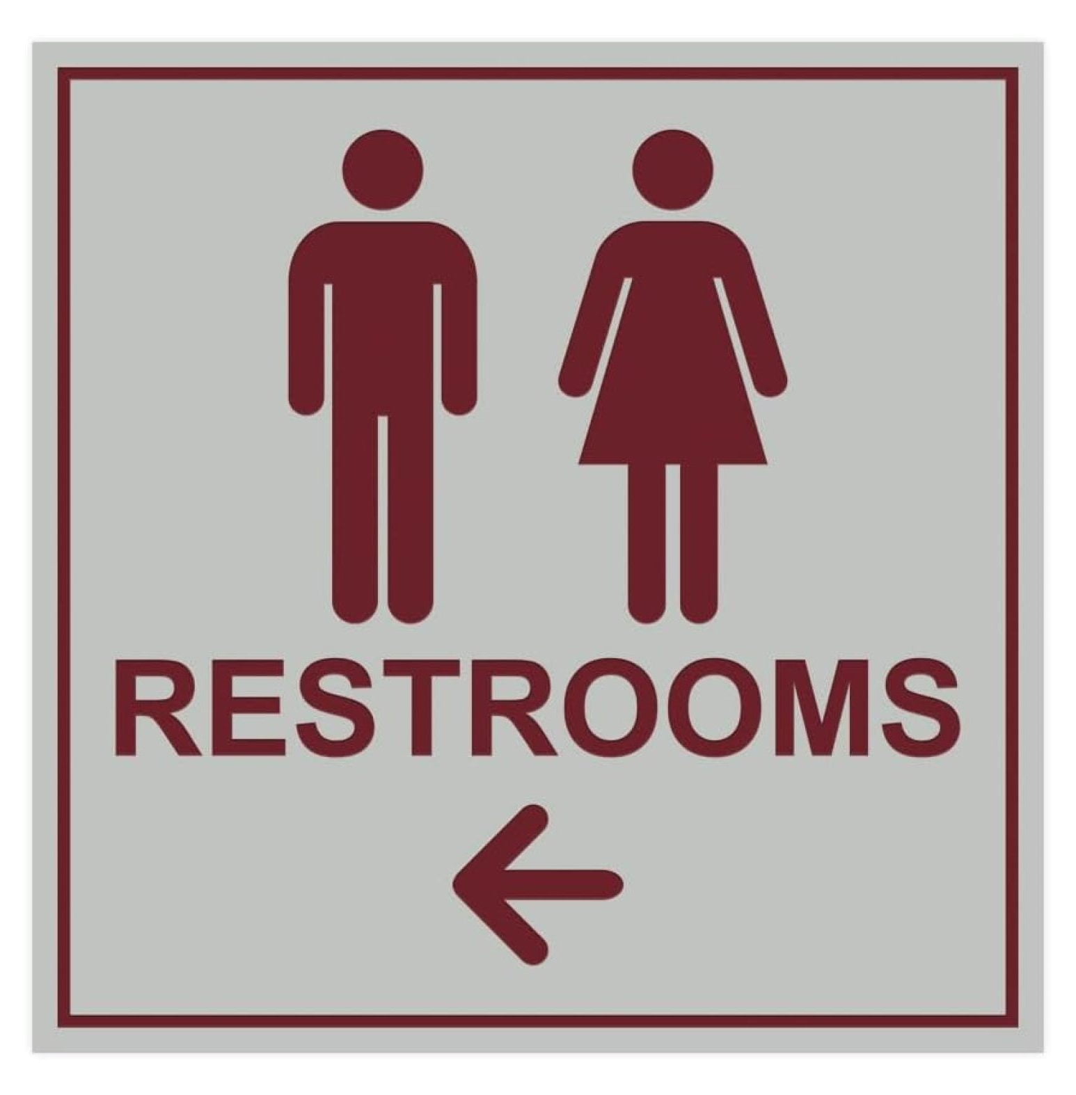 Deng rui Square Restrooms left arrow Sign with Adhesive Tape, Mounts On ...