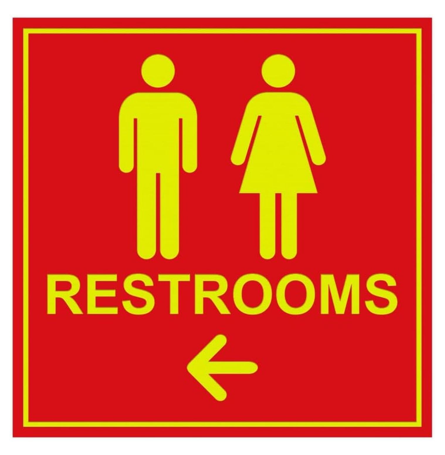 Deng rui Square Restrooms left arrow Sign with Adhesive Tape, Mounts On ...