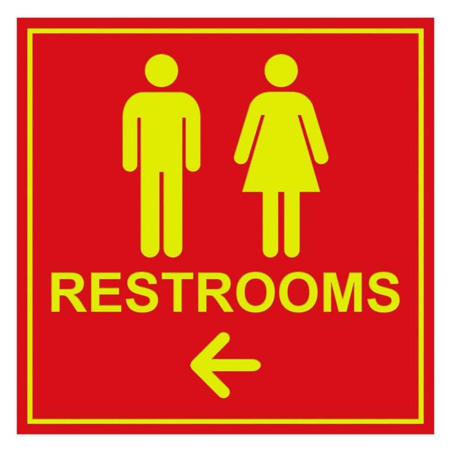 Deng rui Square Restrooms left arrow Sign with Adhesive Tape, Mounts On ...