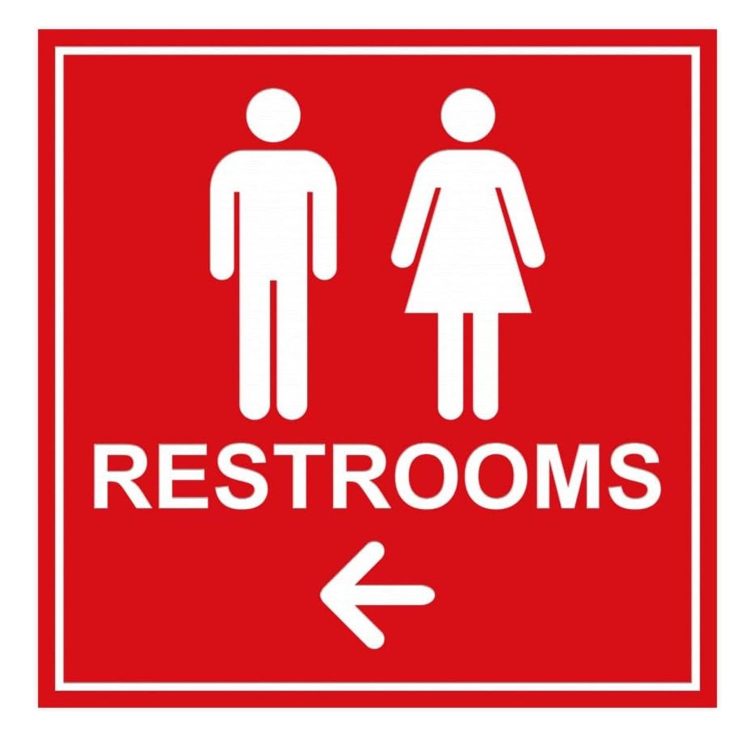 Deng rui Square Restrooms left arrow Sign with Adhesive Tape, Mounts On ...