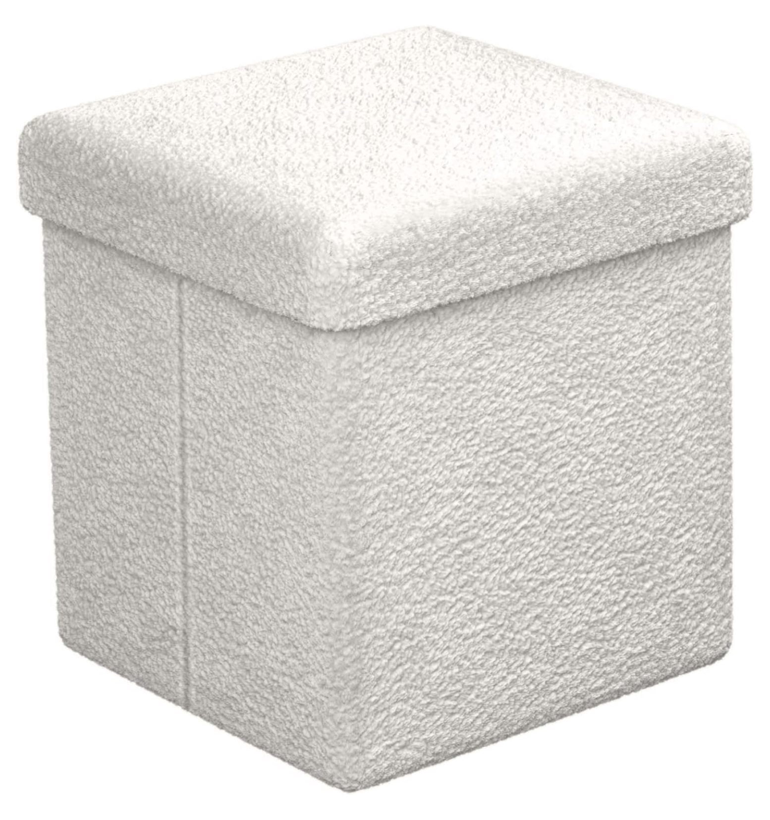 Deng rui Teddy Fabric Storage Ottoman - 15 Inch Foldable Ottoman Cube - Multipurpose Cozy ...