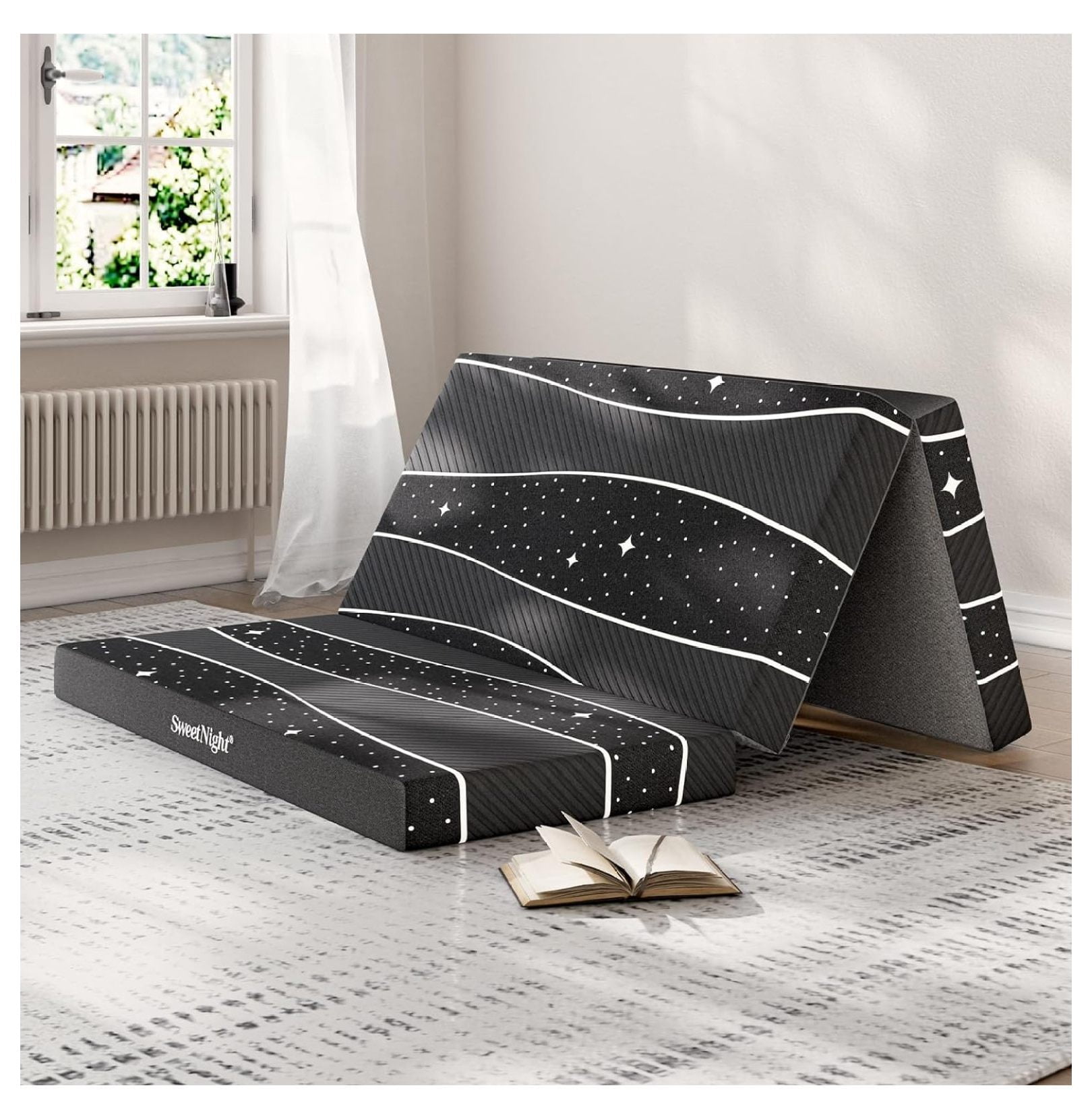 Deng rui Tri-fold Mattress - 4 Inch Dual-layer Foam Folding Mattress ...