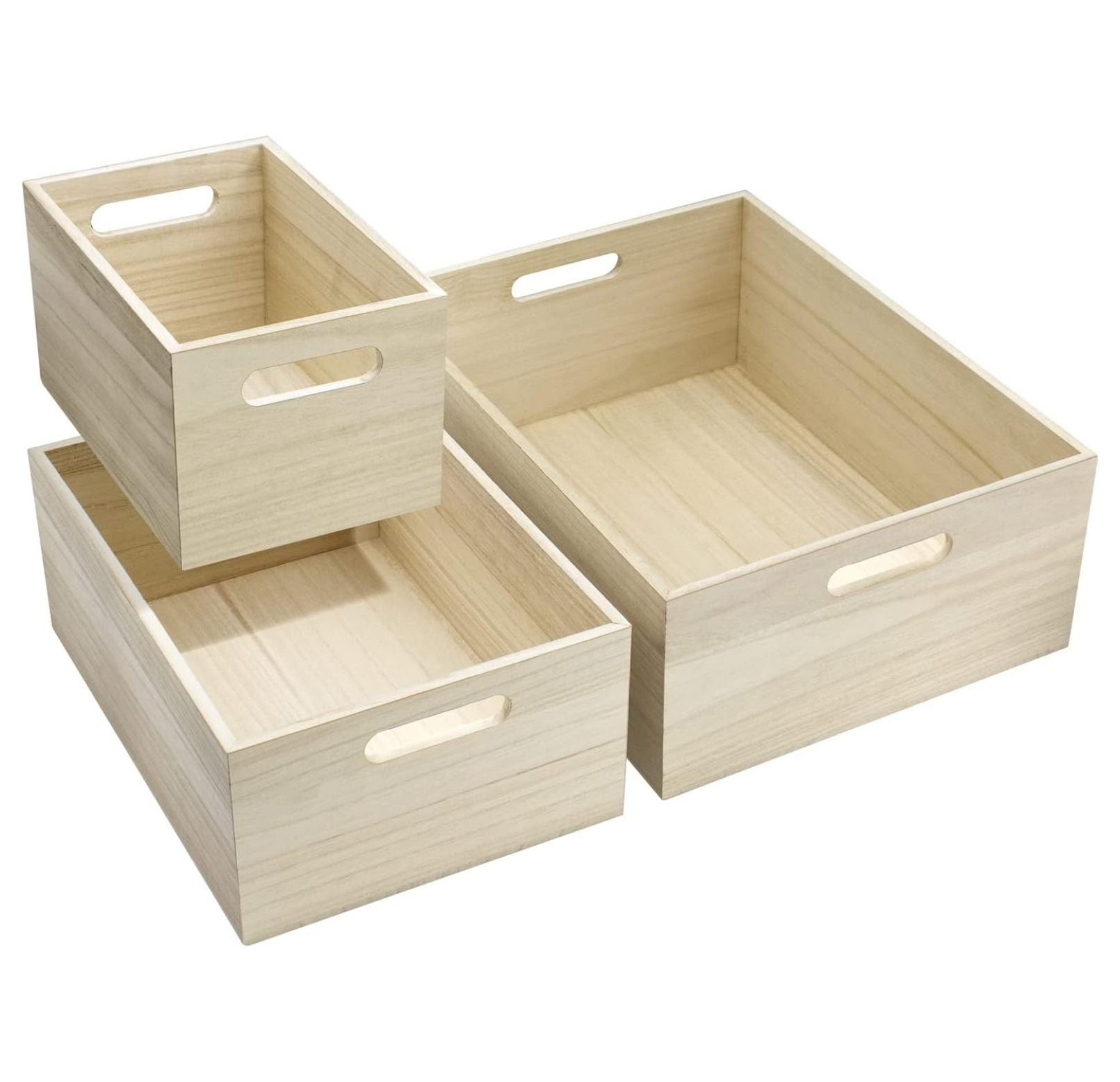 Deng rui Unfinished Wood Crates - Organizer Bins, Wooden Box for Pantry ...