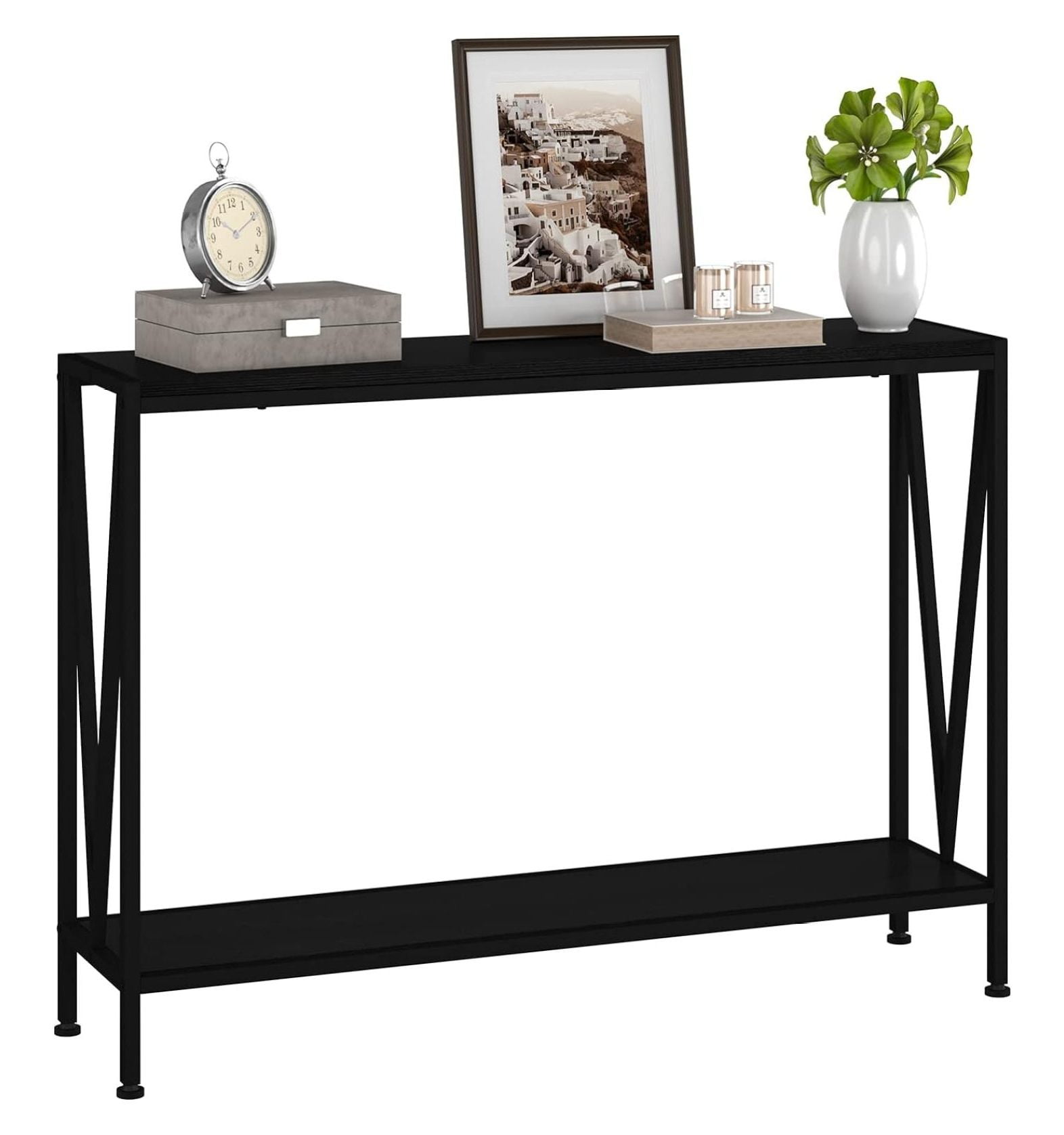 Deng rui VCT001 Black Narrow Console Skinny Sofa entryway Storage Metal ...