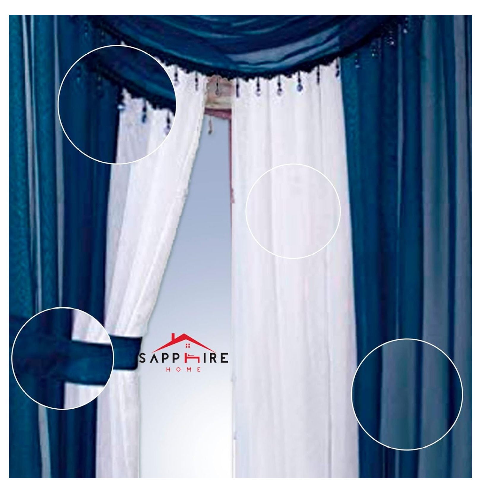 Deng rui Window Sheer Curtains - Two Tone 4 Panels Set with Valance and ...