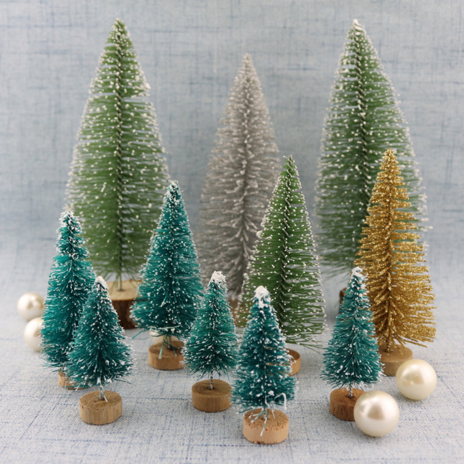 Dengjunhu 1 Bag Artificial Mini Christmas Tree Sisal Snow Trees Bottle ...
