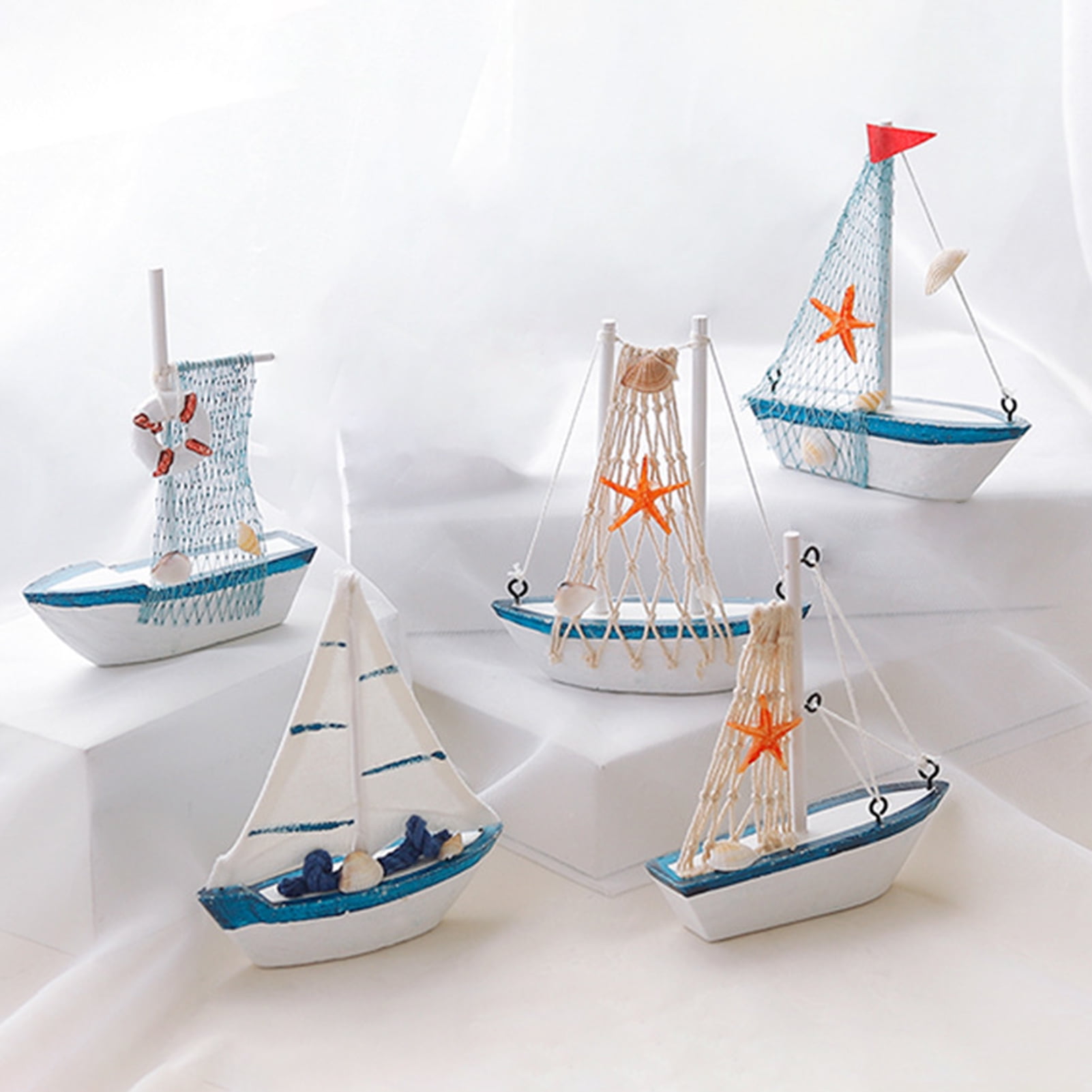 Dengjunhu 2PCS Wooden Miniature Sailing Boat, Miniature Mini Sailboat ...