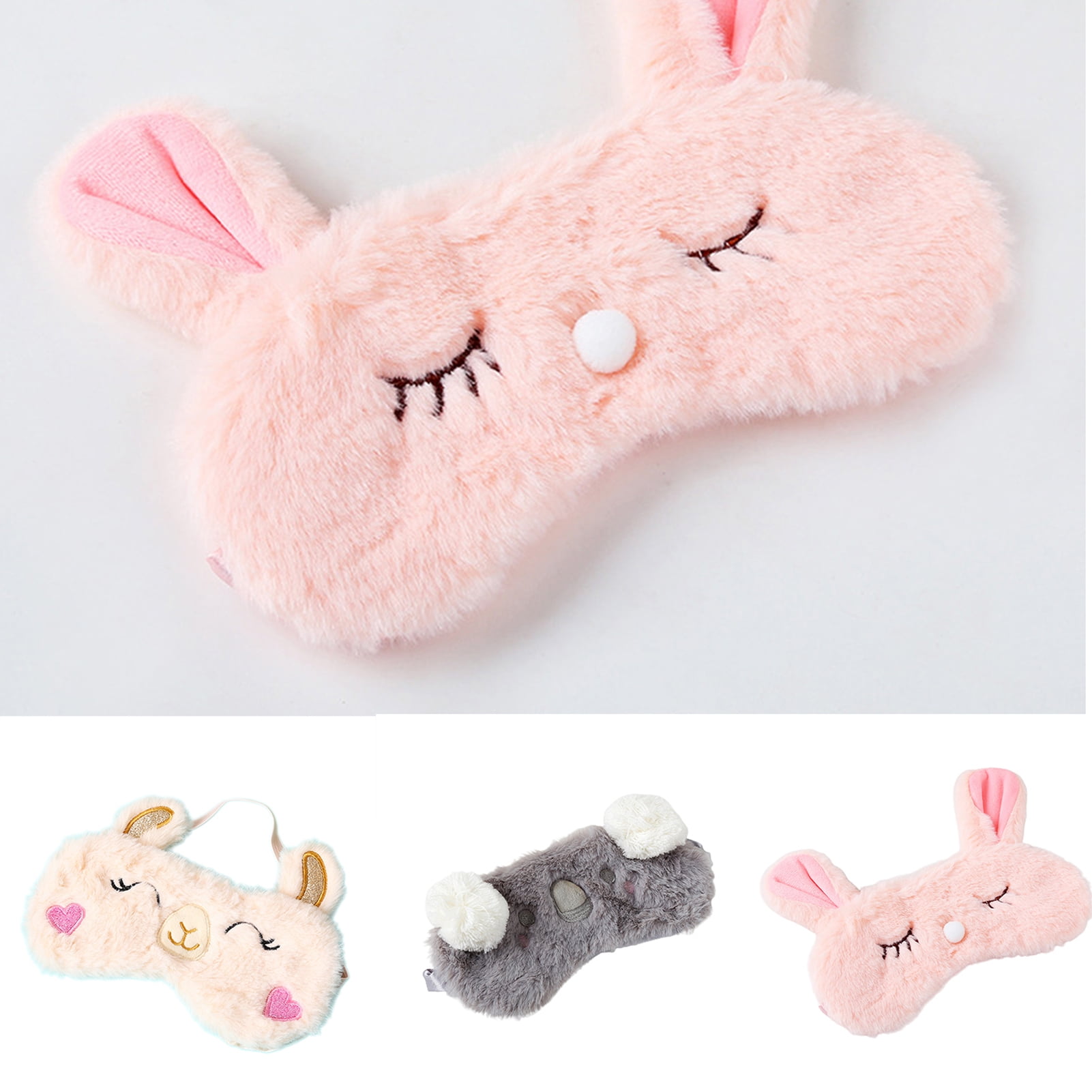 Dengjunhu 3Pcs Cartoon Animal Sleep Mask Soft Plush Blindfold Eye Masks ...