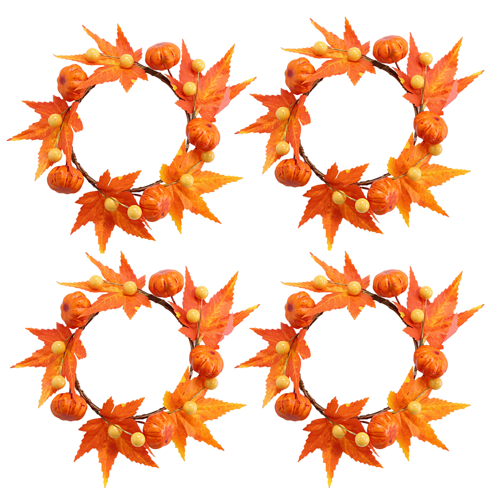 Dengjunhu 4Pcs Fall Candle Rings, 3inch Decor, Orange Berries, Maple ...