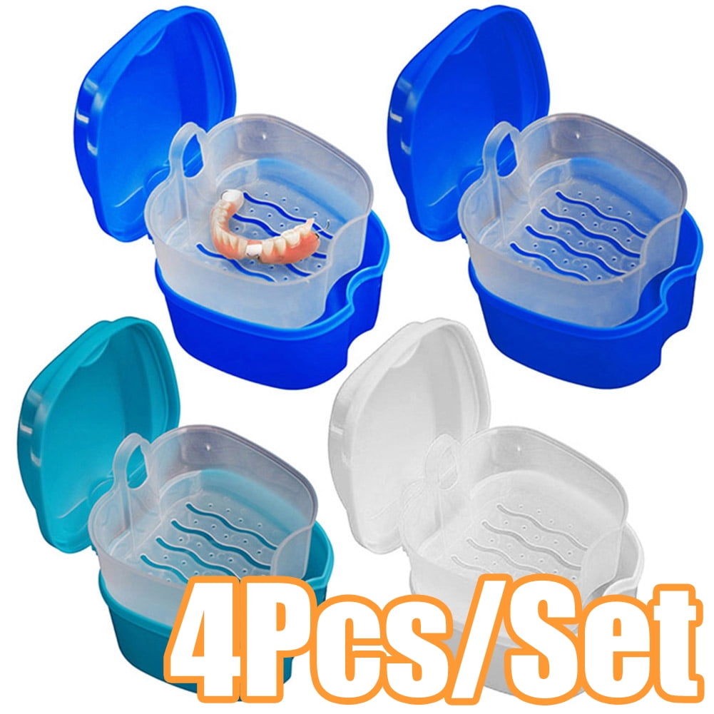 Dengjunhu 4pcs Denture Case, Denture Cup with Strainer, Denture Bath ...