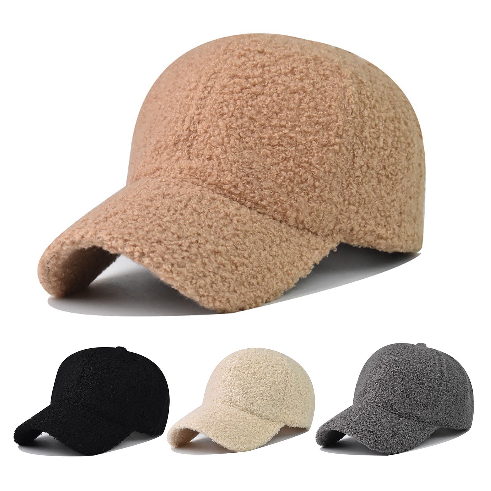 Dengjunhu Adjustable Warm-Winter Baseball-Caps Teddy-Fleece Faux-Lamb ...