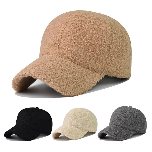 Dengjunhu Adjustable Warm-Winter Baseball-Caps Teddy-Fleece Faux-Lamb ...