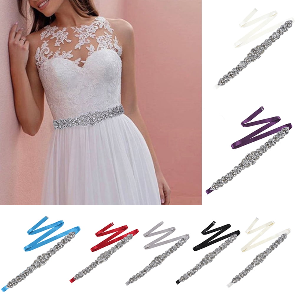 Dengjunhu Crystal Bridal Belt Rhinestone Wedding Dress Belt Sash ...