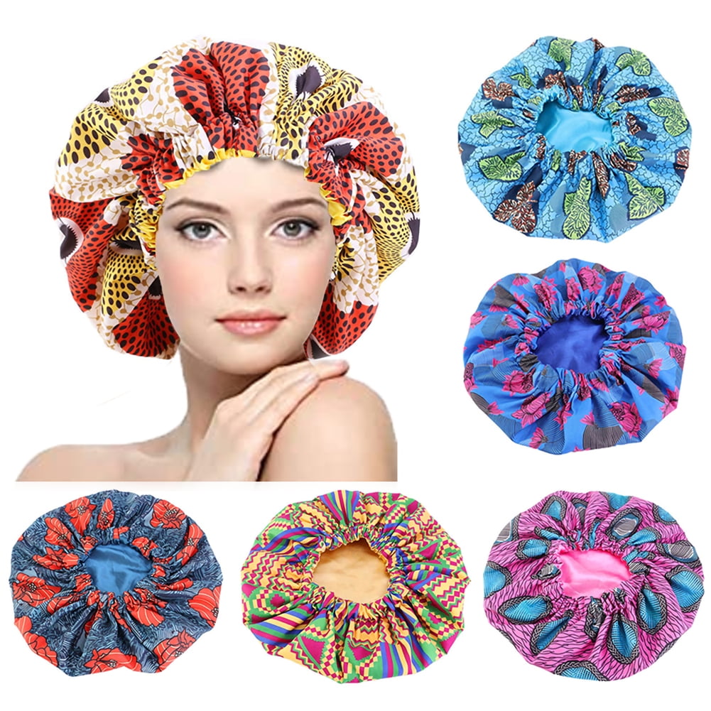Dengjunhu Double Layers Waterproof Shower Cap Shower Caps for Women ...