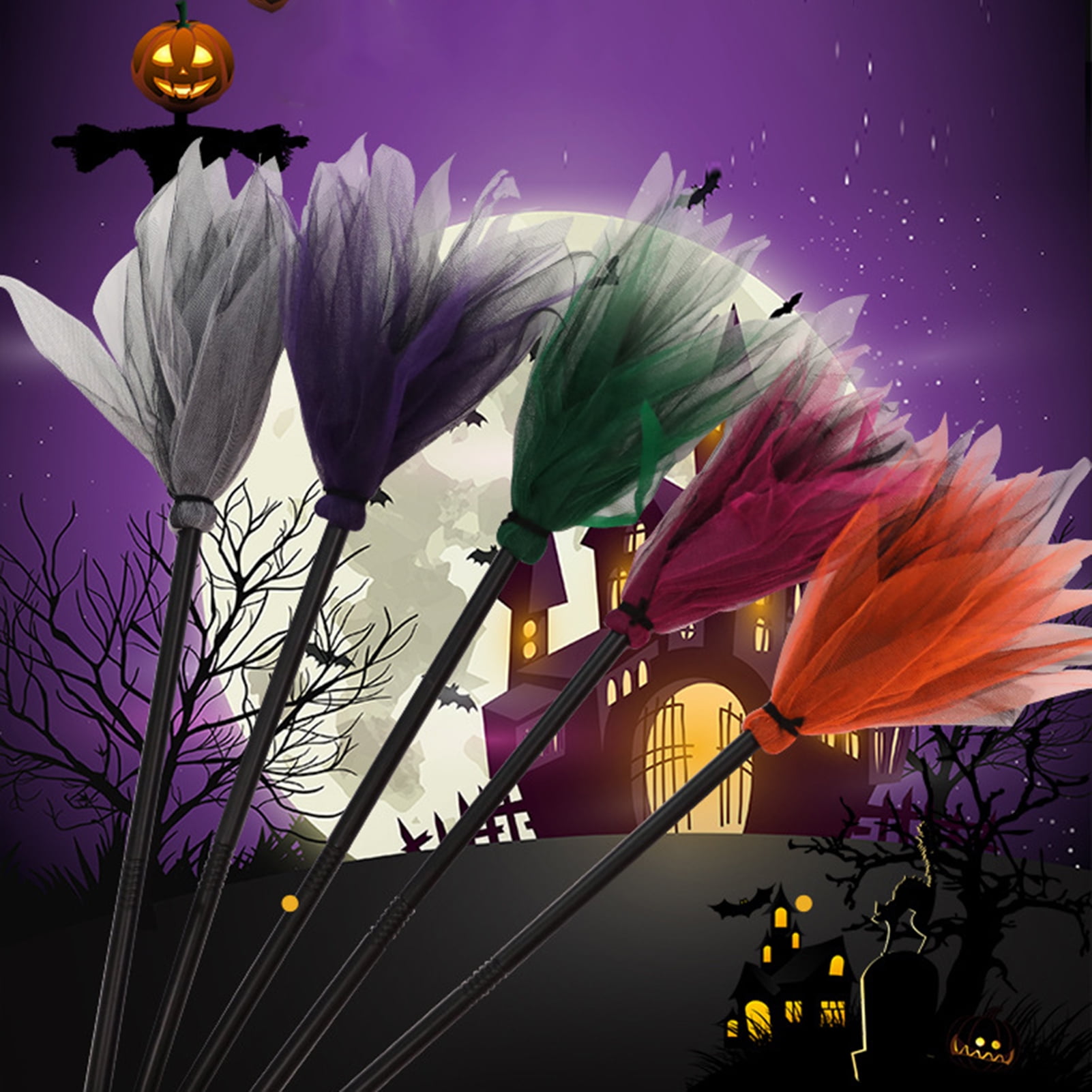 Dengjunhu Halloween Witch Broom Plastic Witch Broomstick Kids Broom ...