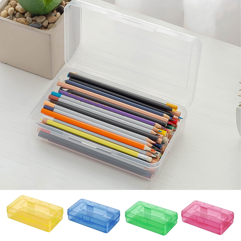 Dengjunhu Translucent Plastic Pencil Box, Large Capacity, Snap-Tight ...