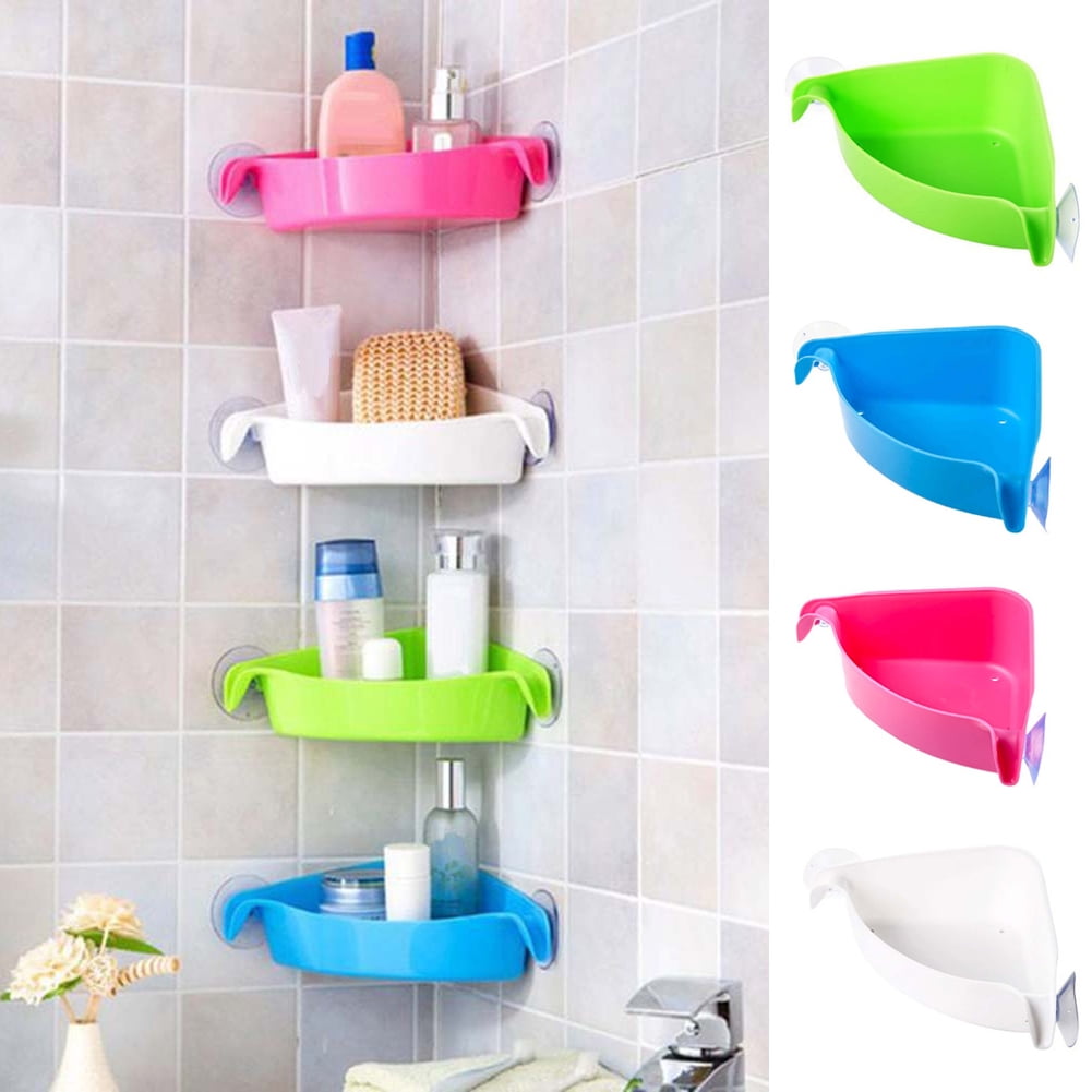 Dengjunhu Plastic Suction Cup Bathroom Corner Shower Basket, Green ...