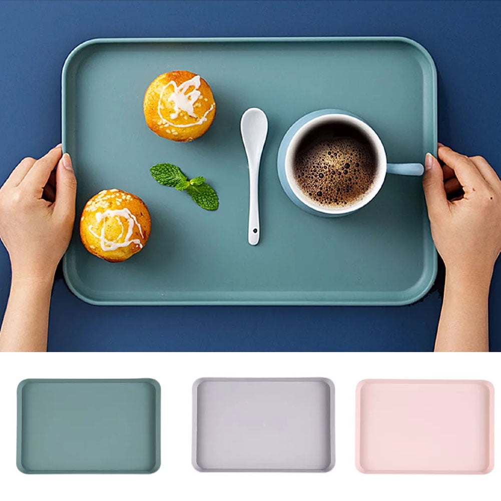 Dengjunhu Rectangular Plastic Home Dinner Lap Serving Tea Coffee Tray ...