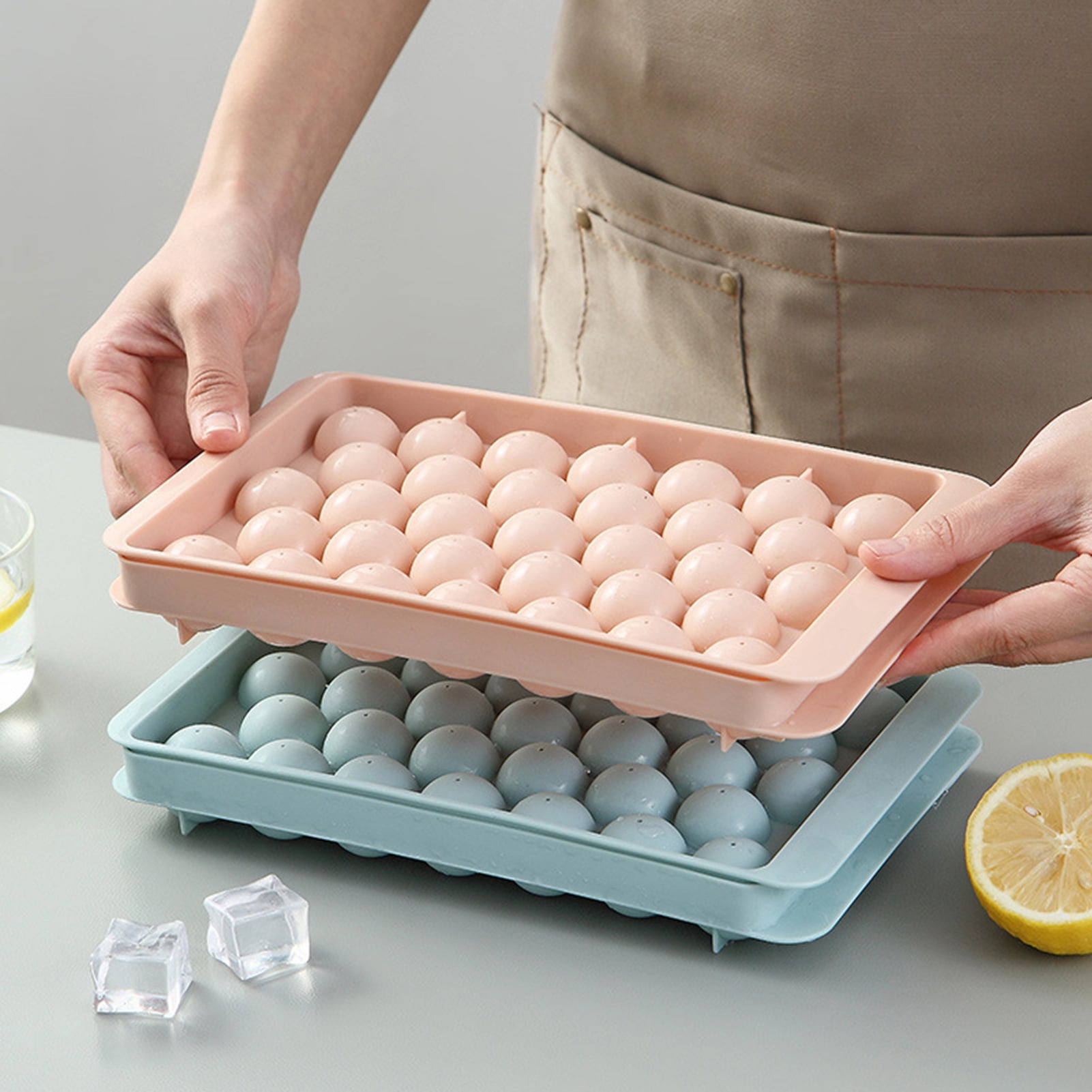 Dengjunhu Round Ice Cube Tray,Ice Ball Maker Mold for Freezer,Mini ...
