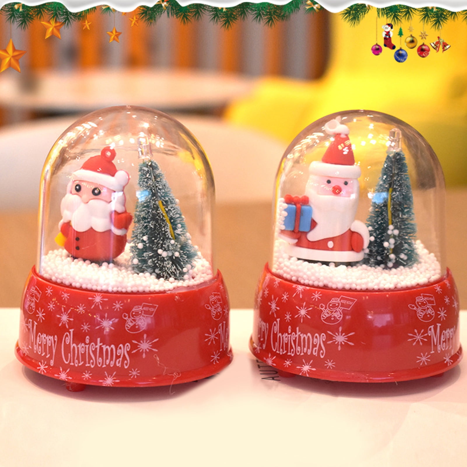 Dengjunhu Santa Crystal Ball Christmas Snow Globe Snow Globes for Kids ...
