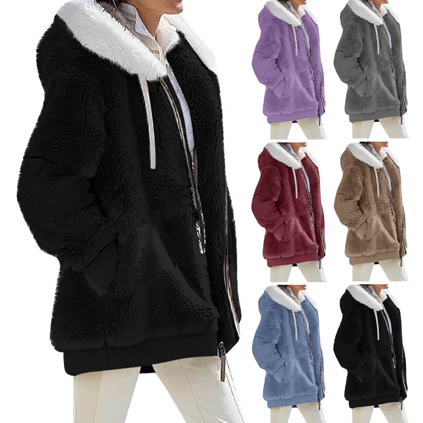 Dengjunhu Women's Faux Fur Fleece Coat, Fall and Winter Fashion Short ...