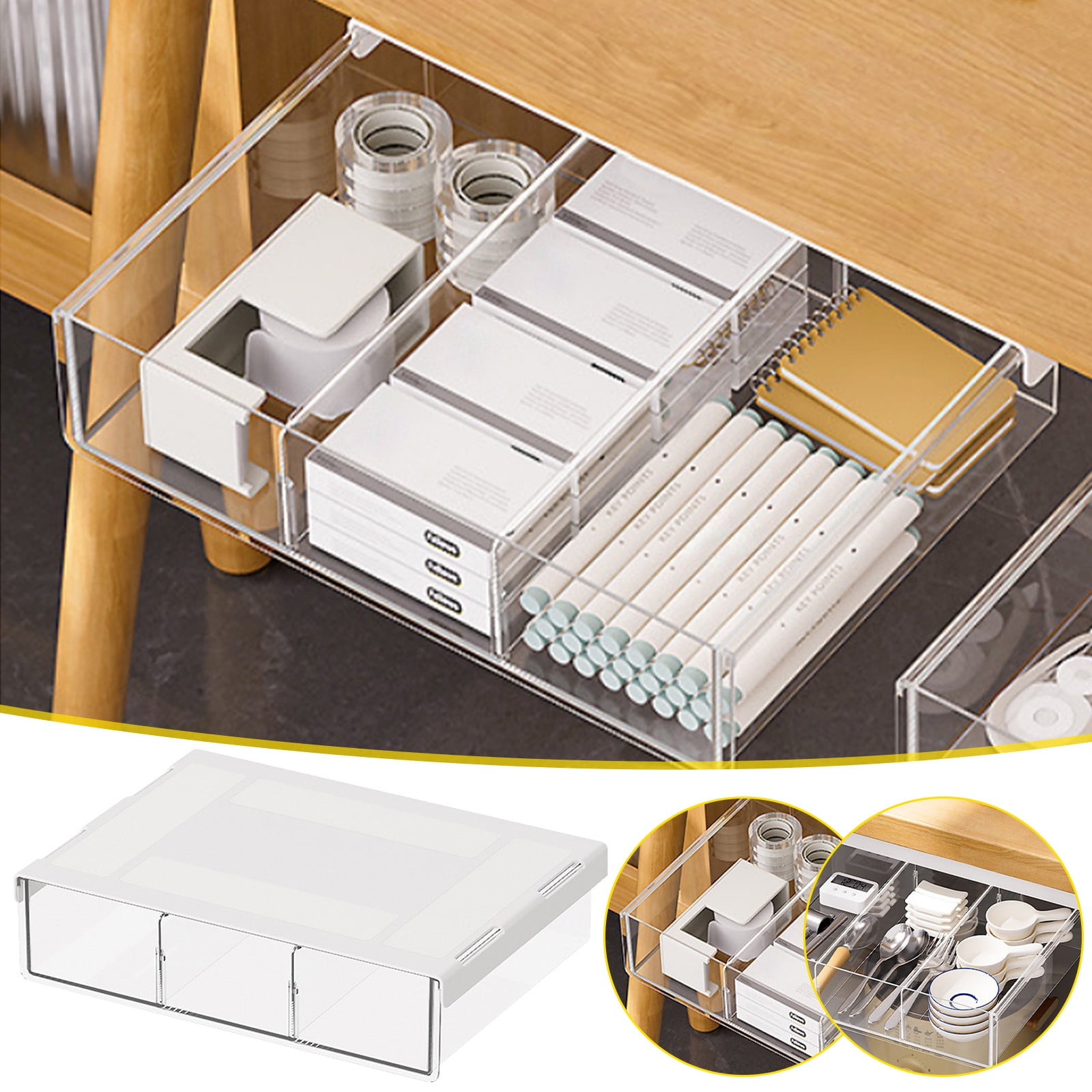 Dengmore Under Desk Storage Drawer Organizer Invisible Self-adhesive ...