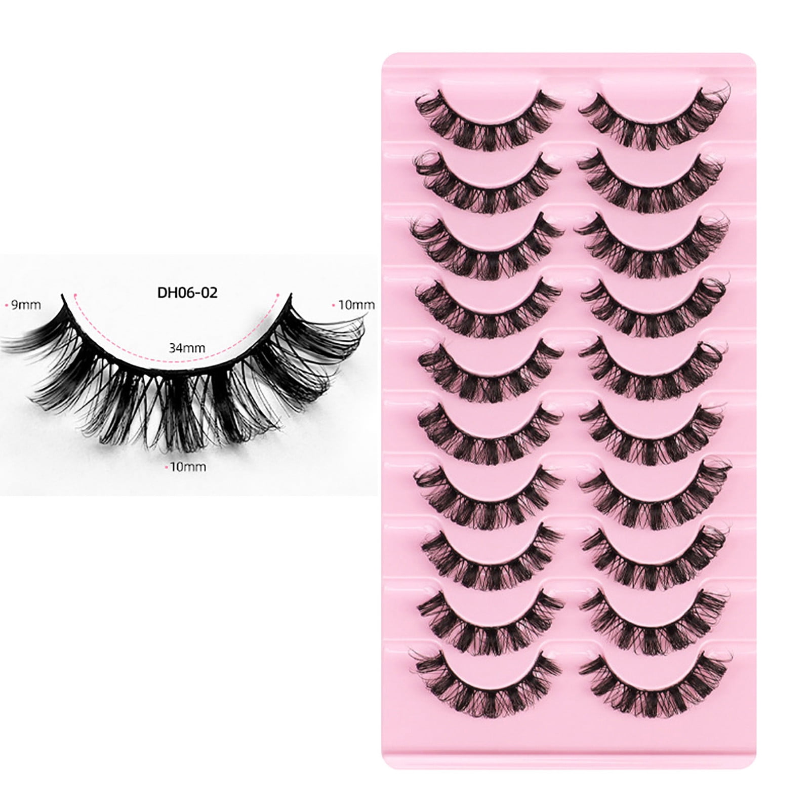 Dengmore 10 Pairs False Eyelashes Russian Strip Eyelashes Natural Faux ...