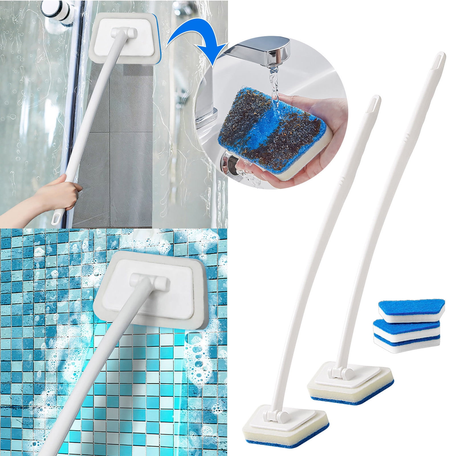 Dengmore 2pcs Scrubber Brush Bathtub Sponge Cleaning Brush Scrape with ...