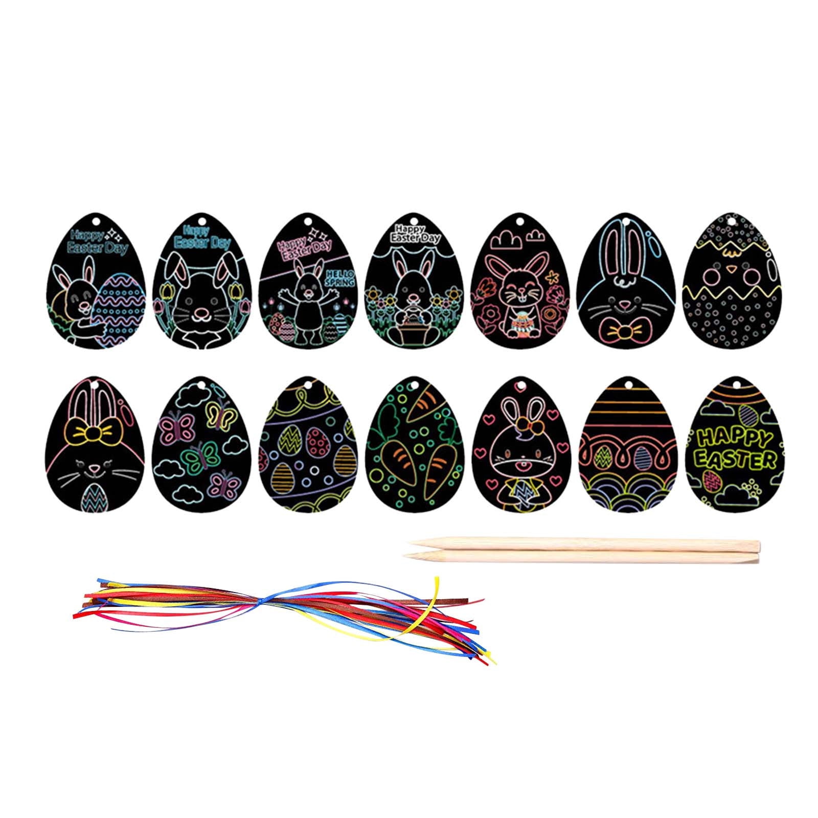 Dengmore 30 Pcs Scratch Arts Set Easter Scratch Paper Arts And Crafts for Kids Painting Back to ...