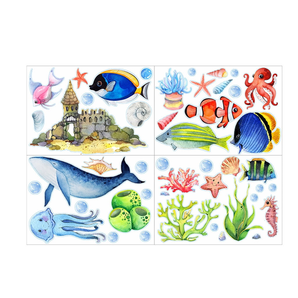 Dengmore 3D Underwater World Fluorescent Wall Sticker Removable Glow In ...