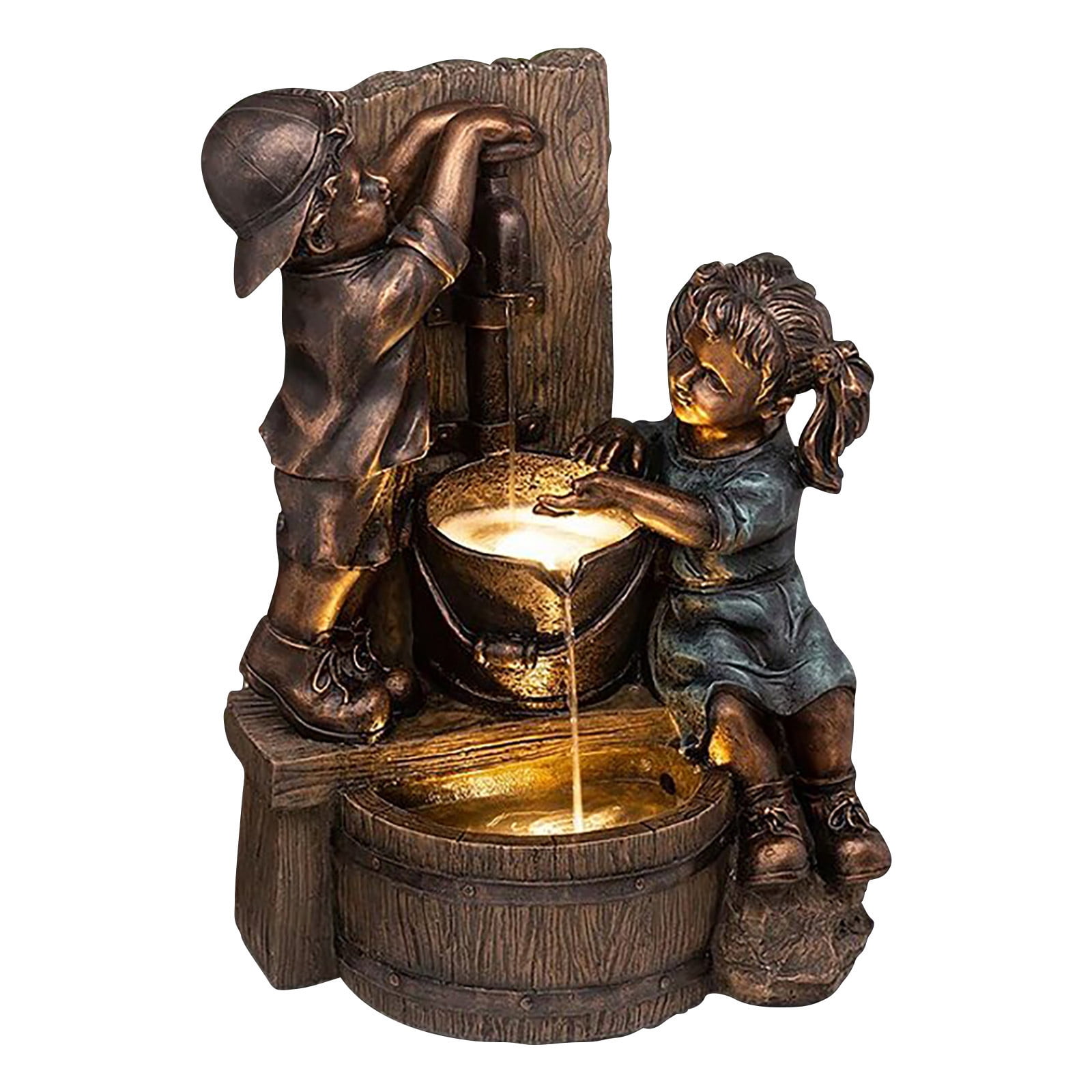 Dengmore 5.9in Boy & Girl Garden Statue A Kid With Fireflies Garden ...