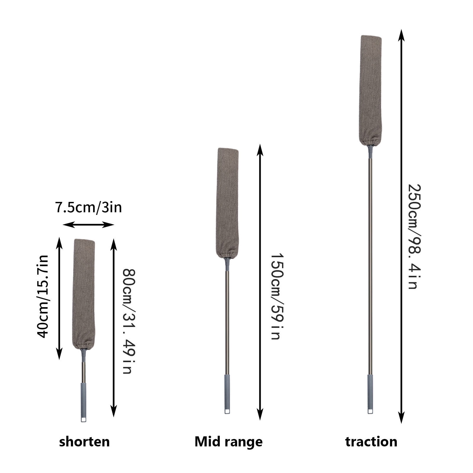 Dengmore 59 Inch Retractable Gap Dust Cleaner Brush with Long Handle ...