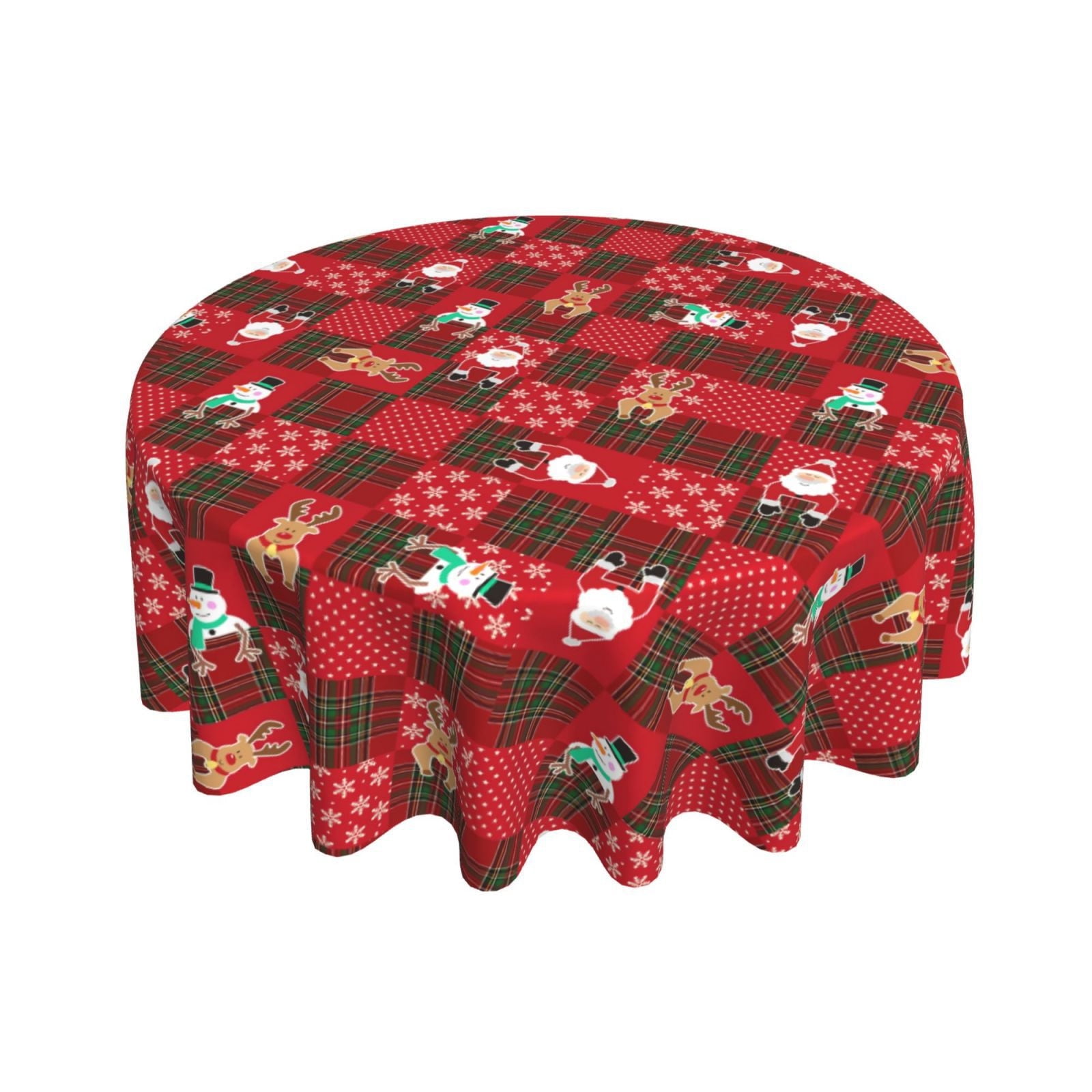 Dengmore 60 Inches Round Wipeable Christmas Table Cover For Indoor And ...