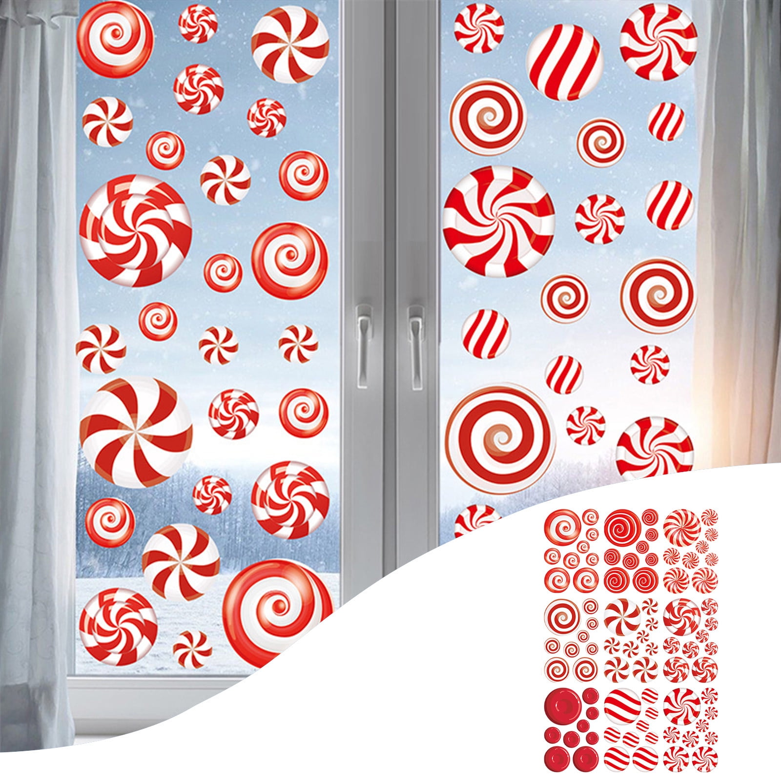 Dengmore 9Pcs Christmas Stickers Candy Wall Decals PVC Peppermint Floor ...