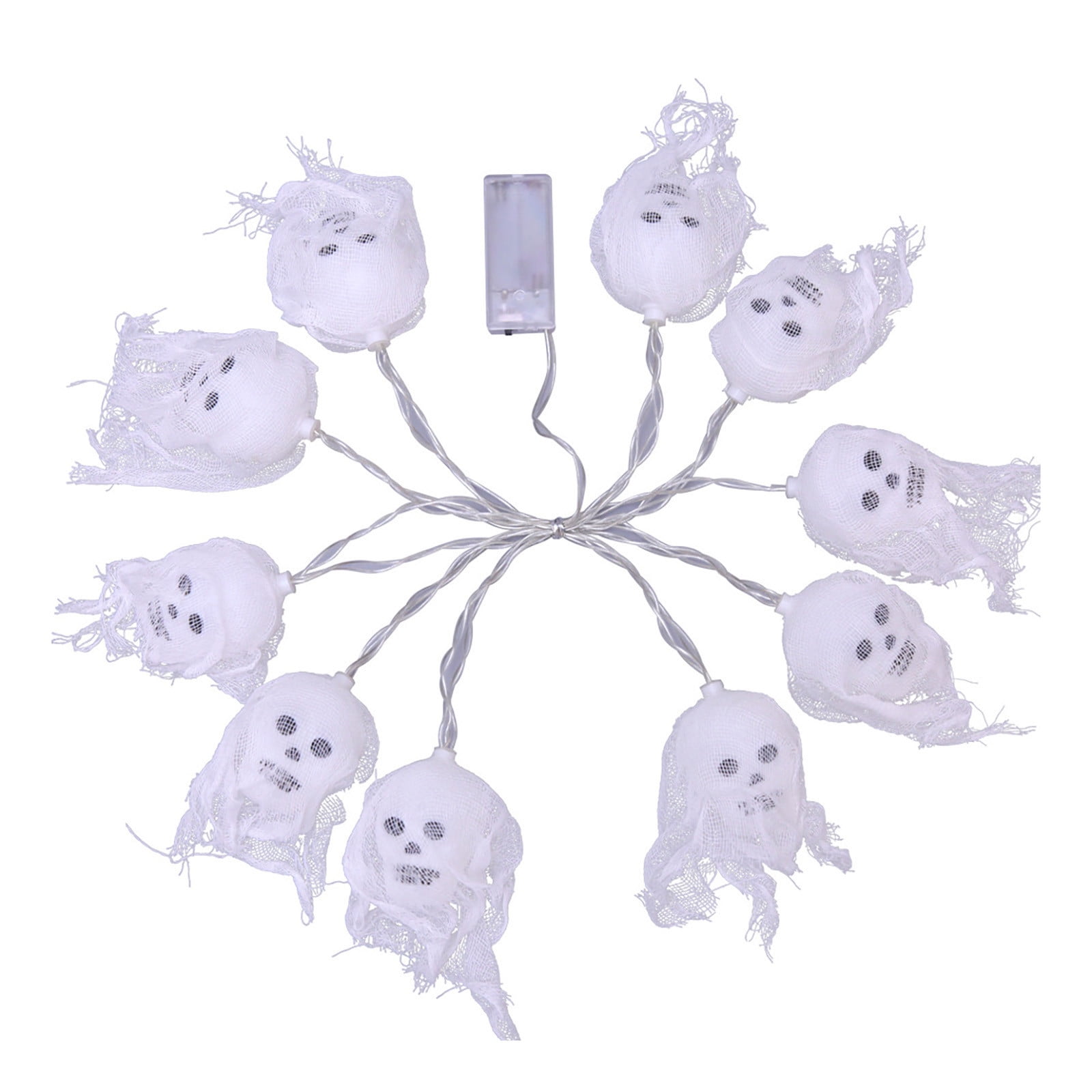FFENYAN Artificial White Yarn Skull Headlamp String 10 LED Halloween ...