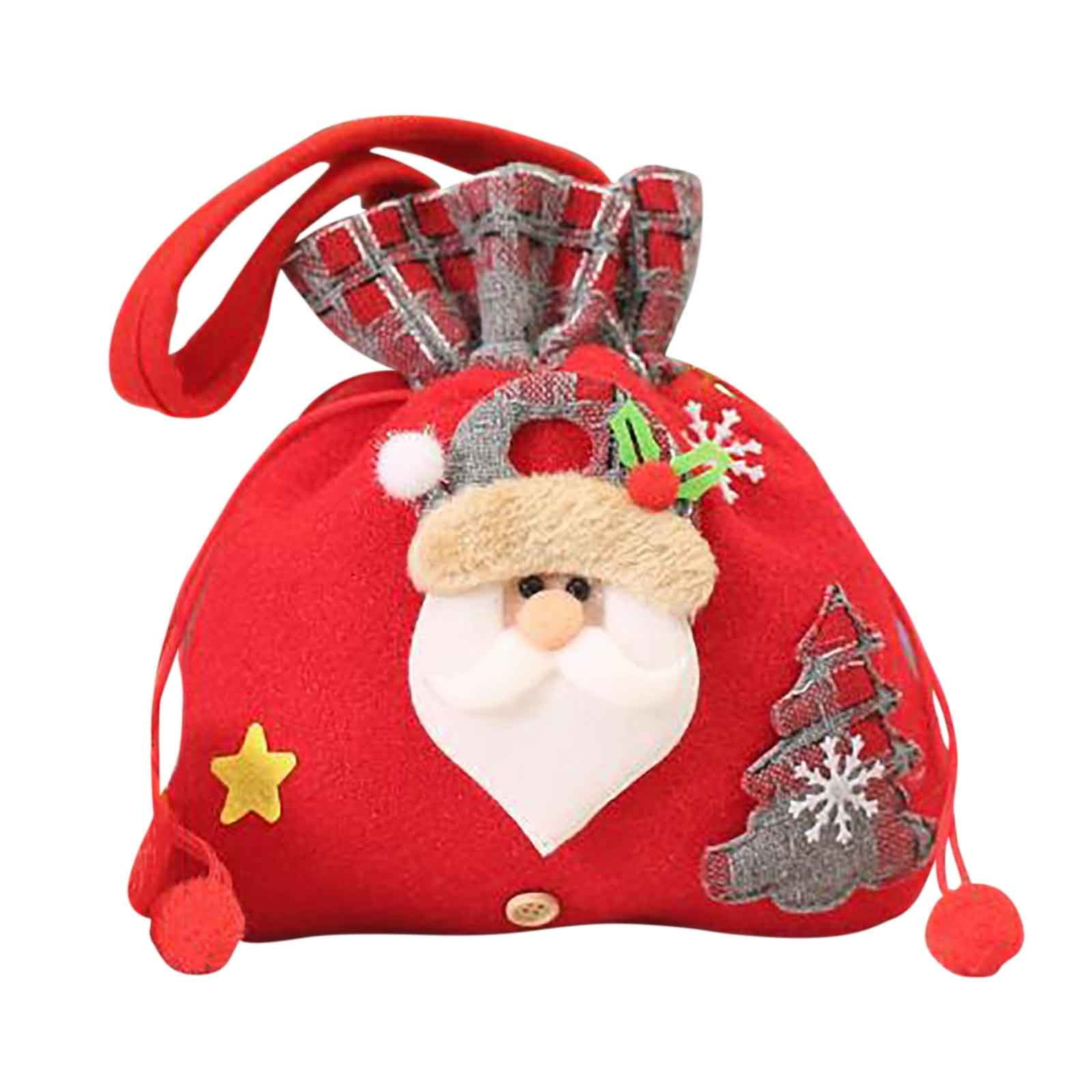 Dengmore Christmas Gift Bags Santa Claus Snowman Pattern Drawstring Bag ...