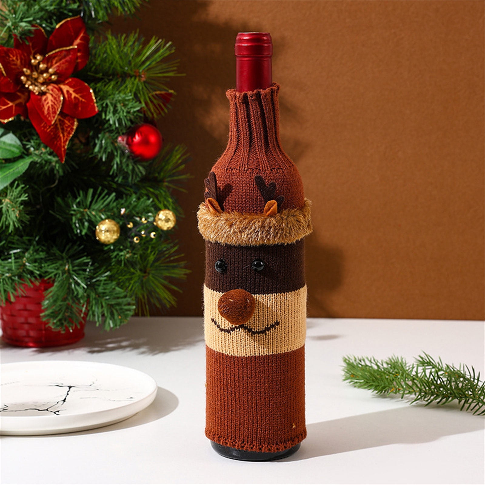 Dengmore Christmas Wine Bottle Cover Cute Snowman Sweater Wine Bottle ...