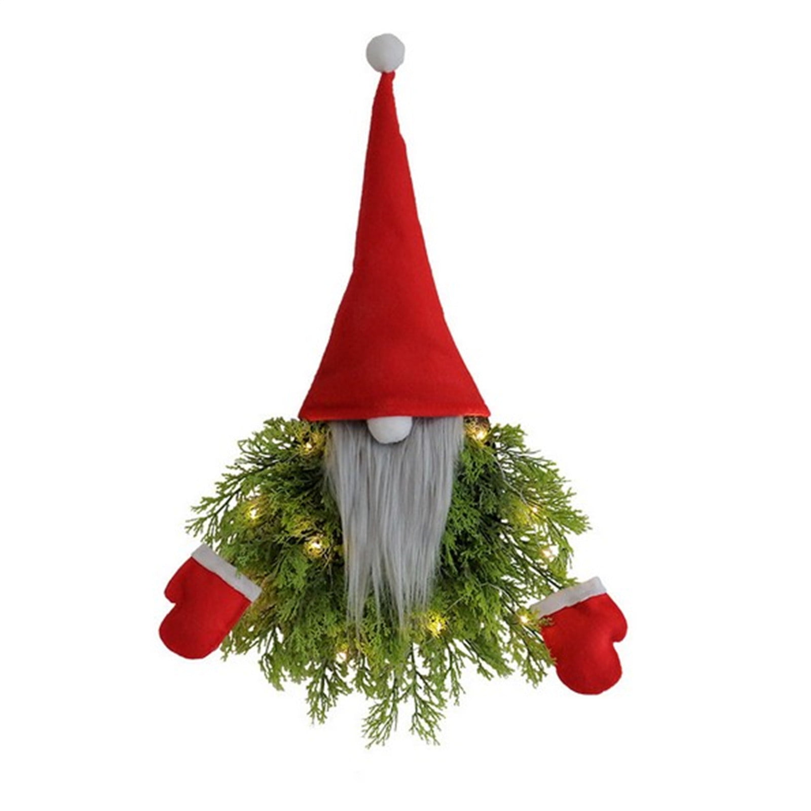 Dengmore Christmas Wreath with LED Faceless Old Man Wreath Light for ...