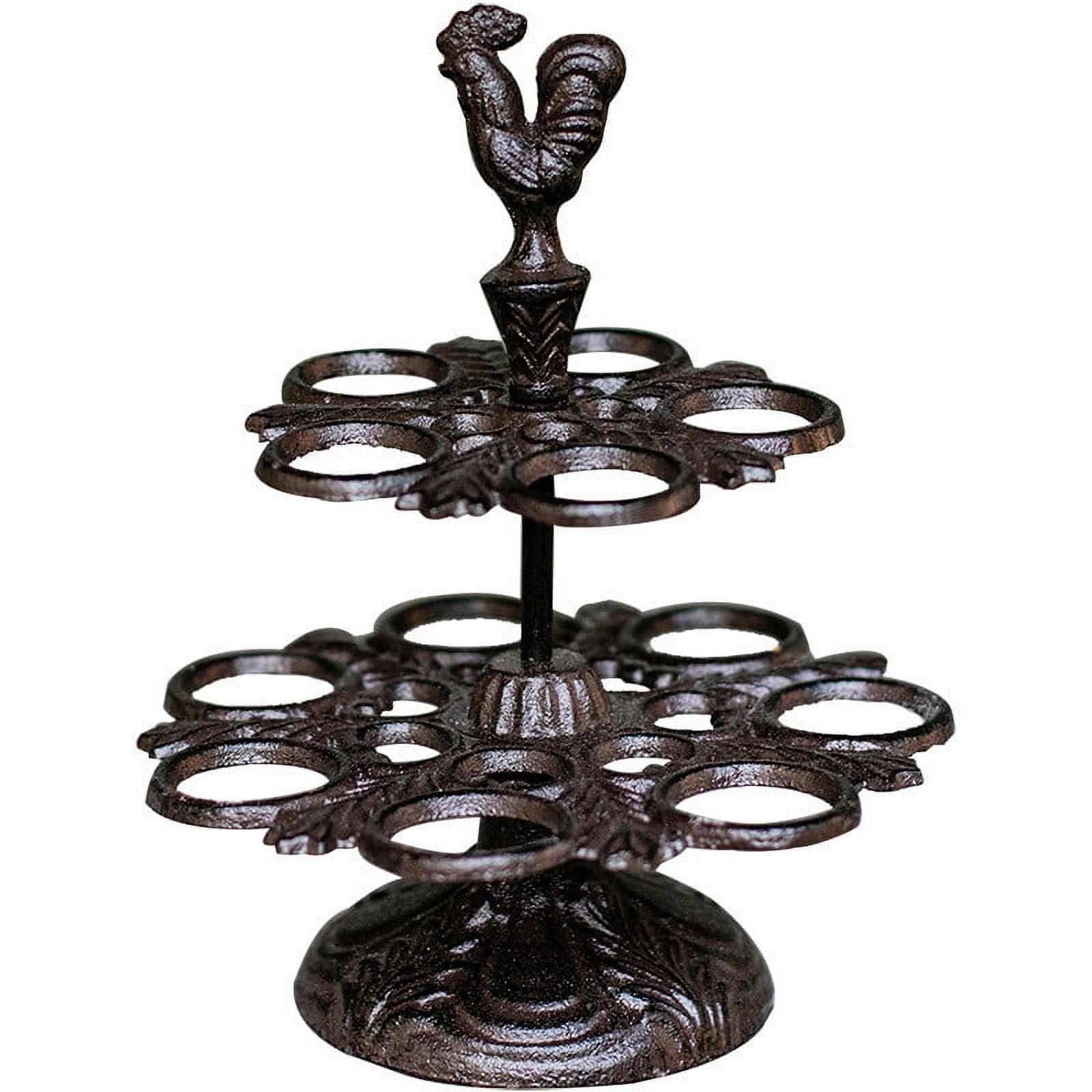 Dengmore Countertop Egg Holder Rustic Iron Rack Rooster Egg Tray Fresh ...