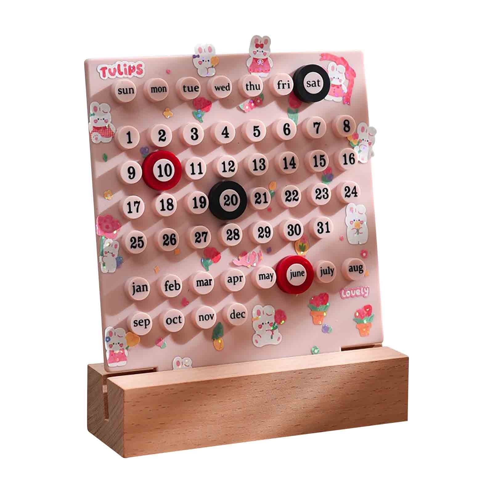 Dengmore Desk Calendar DIY Monthly Weekly Calendar Loop Calendar Card ...