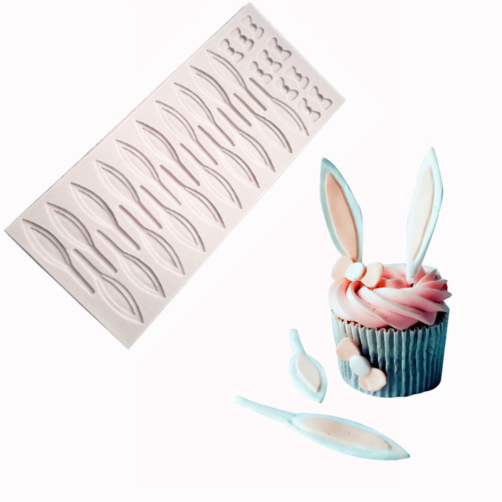 Dengmore Easter Bunny Ears Mold Baking Molds for Cake Brownies Topper ...