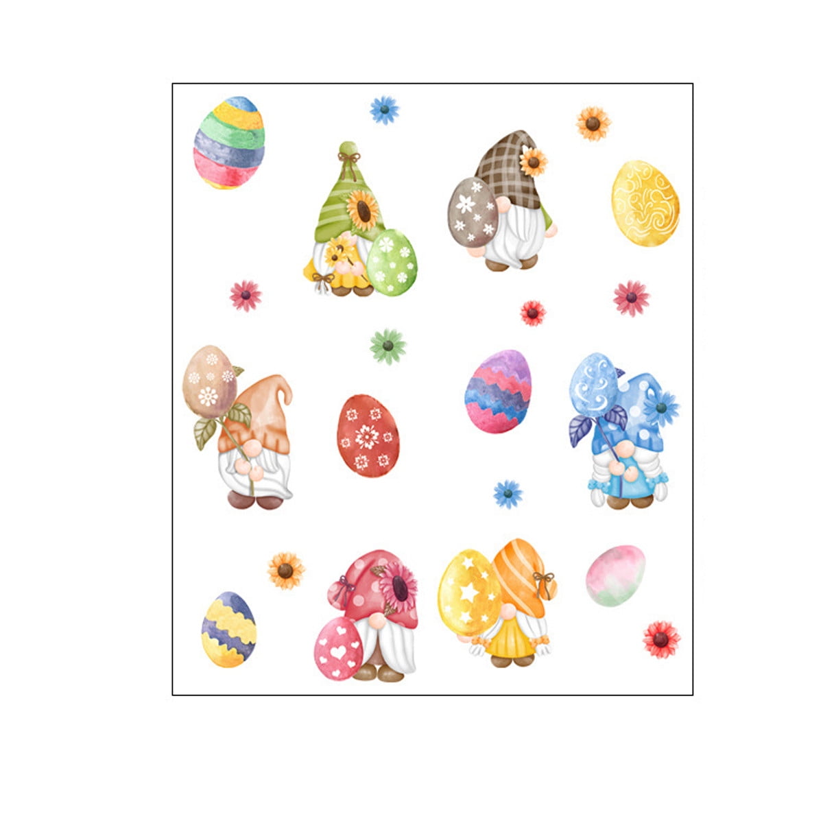 Dengmore Easter Sticker Gnomes Eggs Self-adhesive Wall Sticker PVC ...