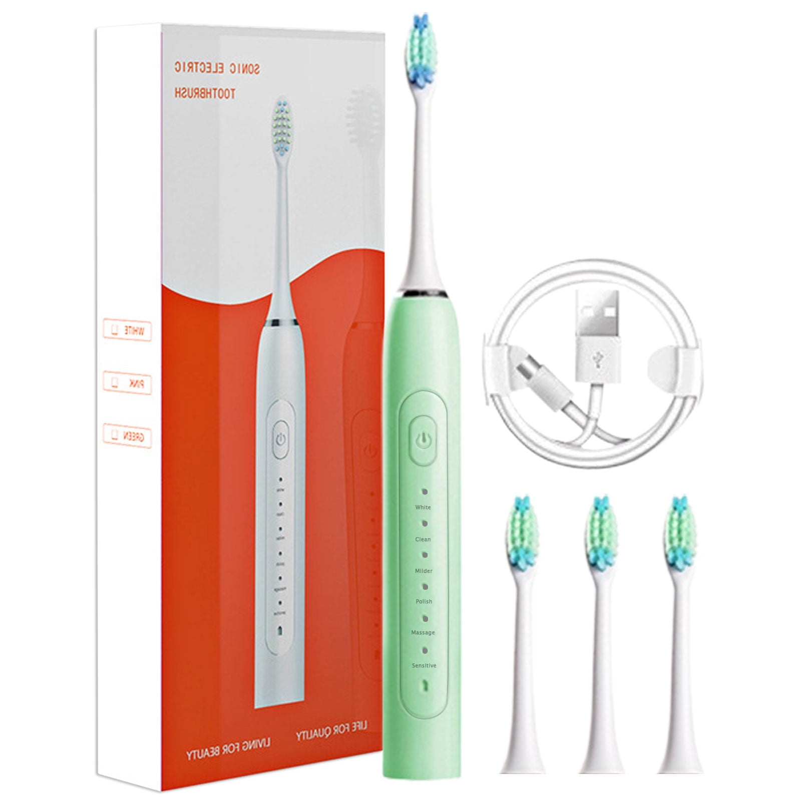 Dengmore Electric Toothbrush with 4 Brush Heads, 6 Modes Deep Cleaning ...