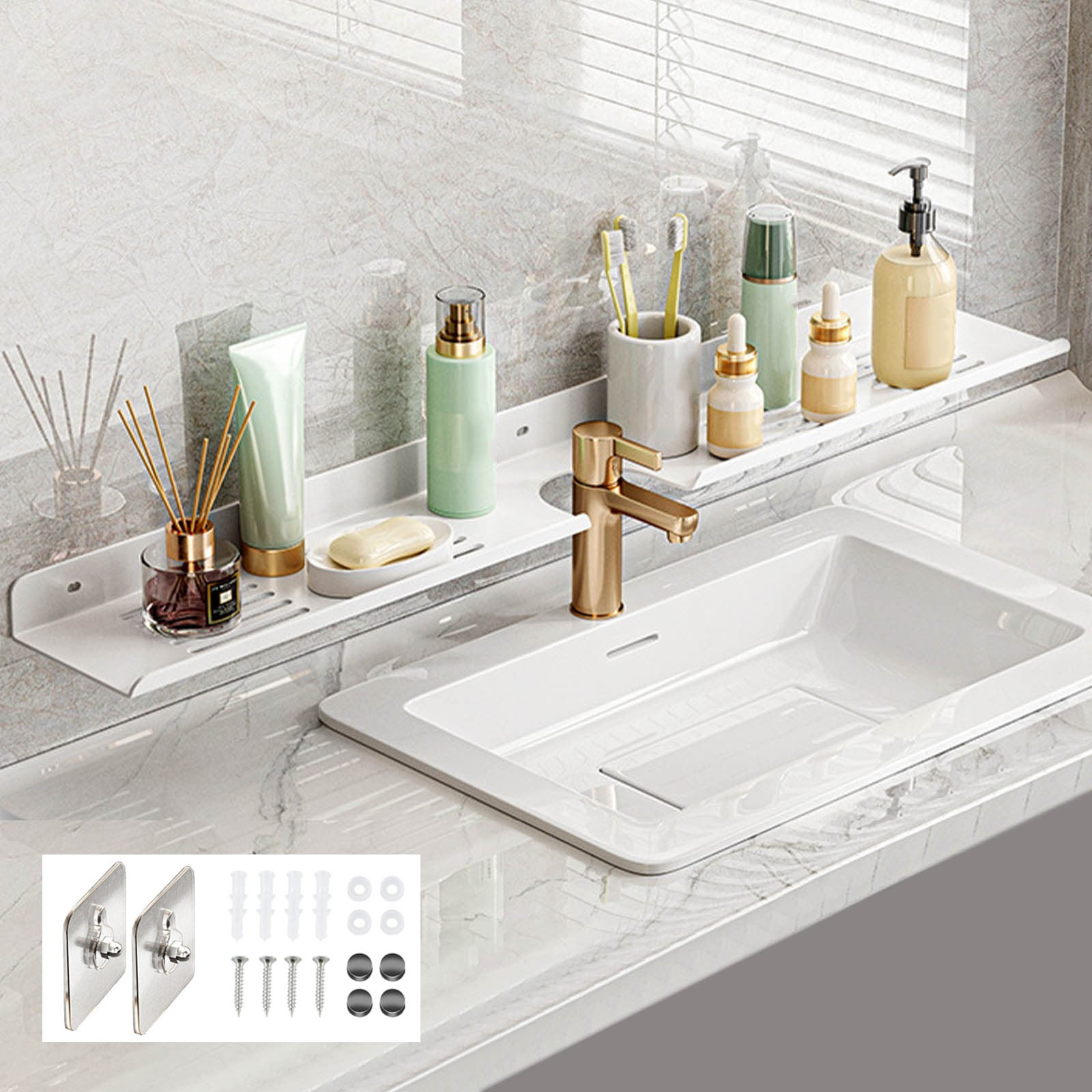 Dengmore Floating Shelves Bathroom Stainless Steel Wall Mounted Storage ...