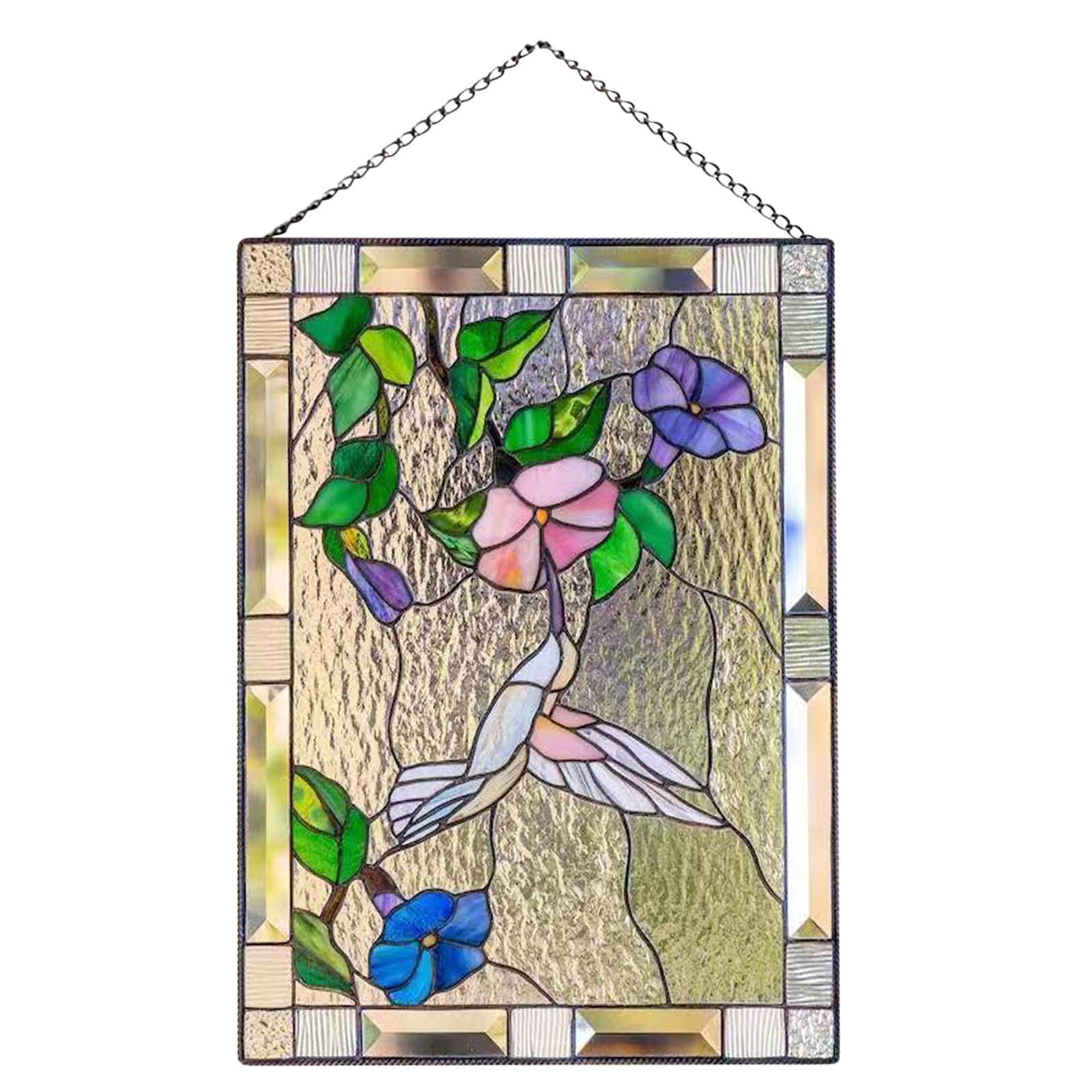 Dengmore Glass Window Hanging Panels Cute Bird On A Wire Stained Window ...