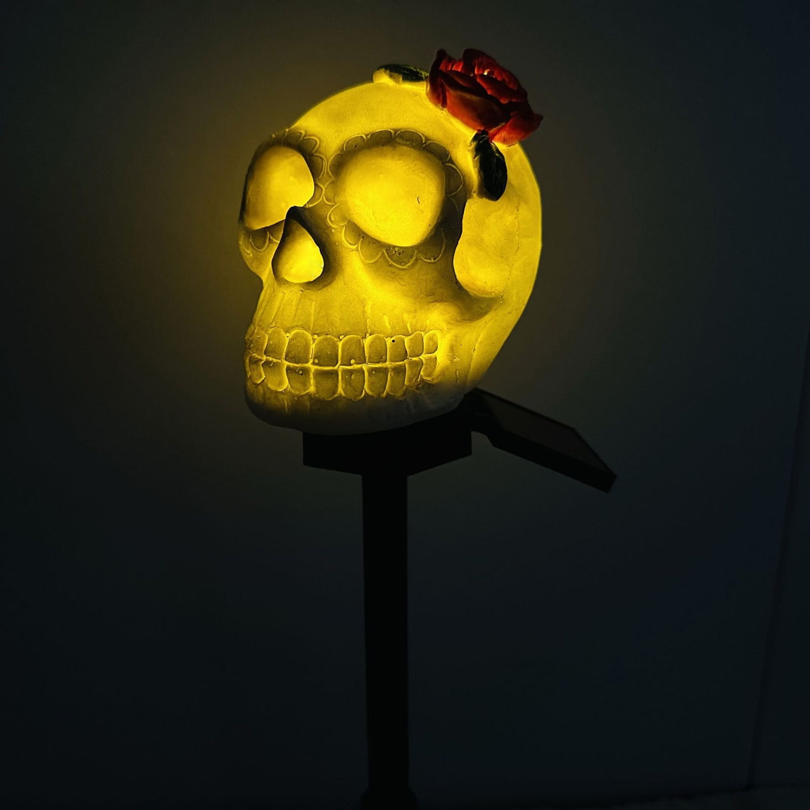 Dengmore Halloween Pathway Markers Lights Solar Skull Headlamp Pumpkin ...