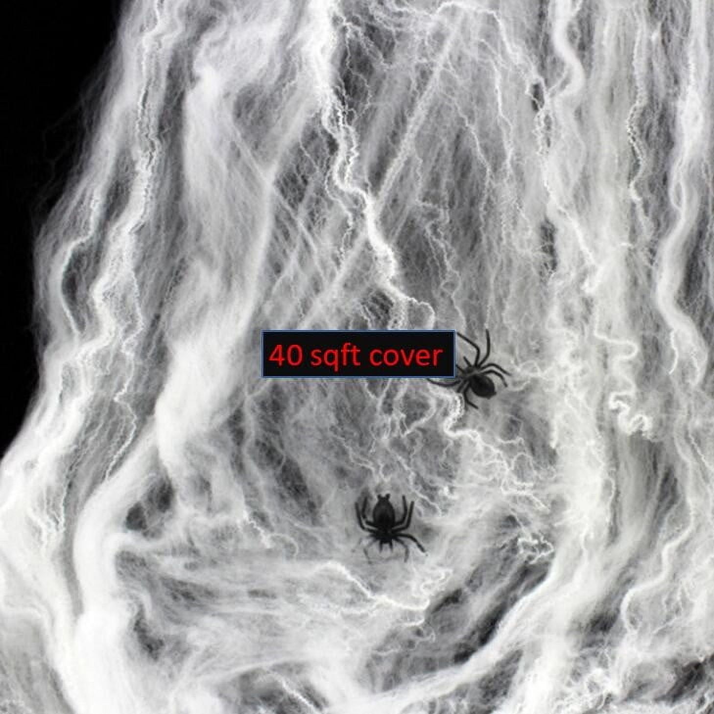 Dengmore Halloween White Spider Webs with Spider 40 Sqft Decor Stretchy ...